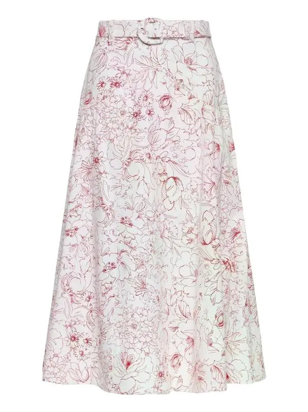 Cinq À Sept Nala Floral-print Midi Skirt - White