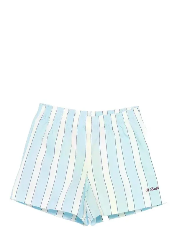 MC2 SAINT BARTH Striped Logo Shorts - Blue