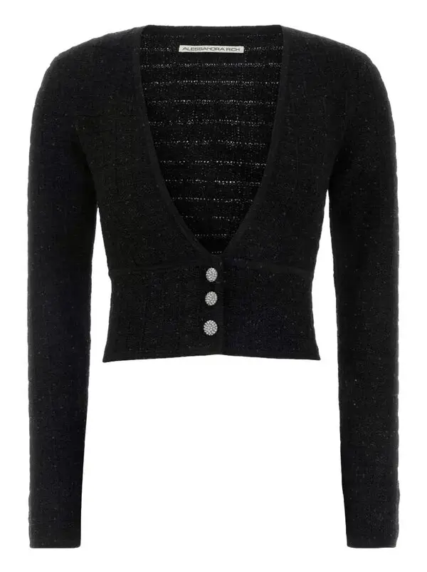 Alessandra Rich Buttoned Cardigan - Black