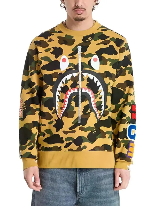 A BATHING APE Camo Shark Sweatshirt - Yellow