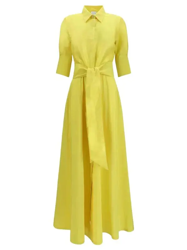 SARA ROKA Etra 85 Tie-belt Midi Shirt Dress - Yellow
