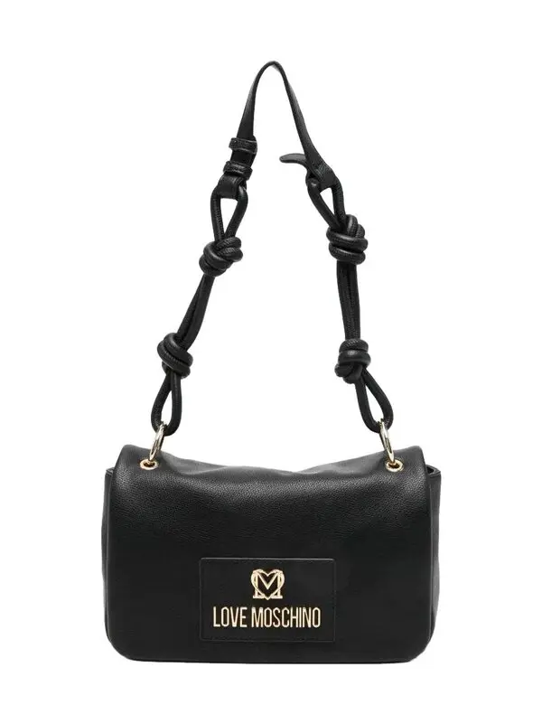 Moschino Logo Plaque Shoulder Bag - Black