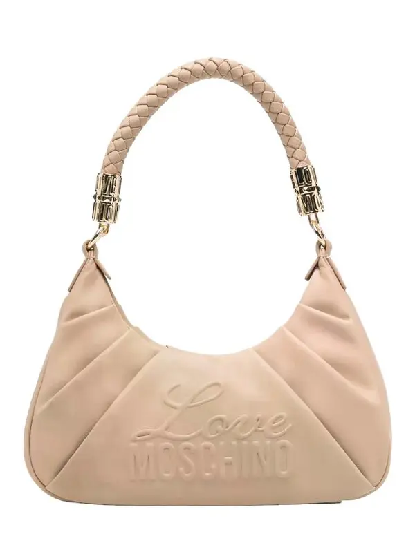 Moschino Embossed-logo Shoulder Bag - Neutrals
