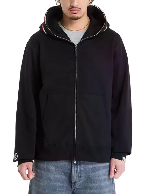 A BATHING APE Full-zip Hoodie With Shark Motif - Black