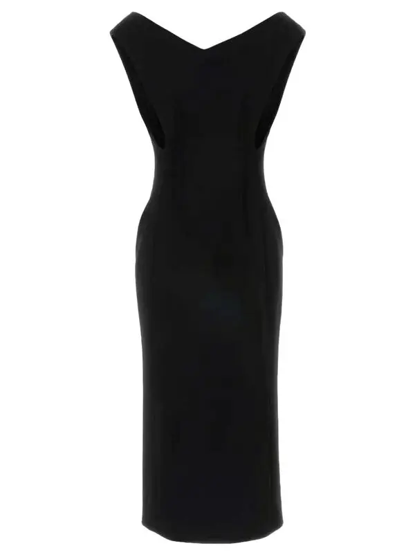 JIL SANDER V-neck Midi Dress - Black