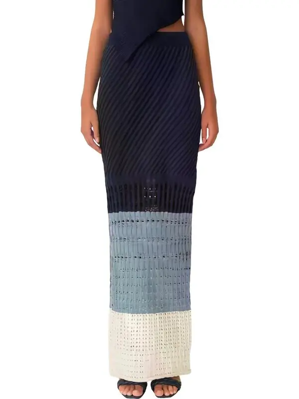 Azulu Striped Open Knit Skirt - Blue
