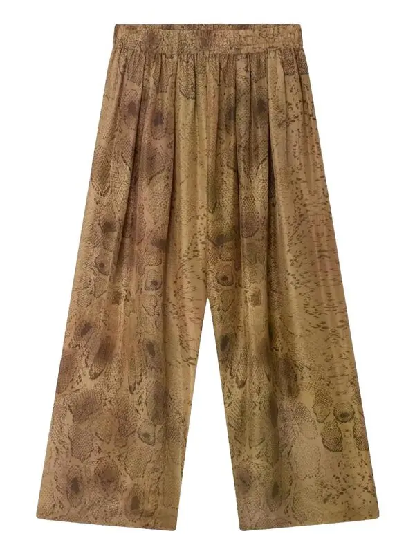 MES DEMOISELLES Snakeskin Print Cropped Trousers - Neutrals
