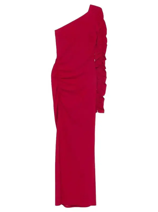 Patrizia Pepe Asymmetric Maxi Dress With Ruffled Detail - Red