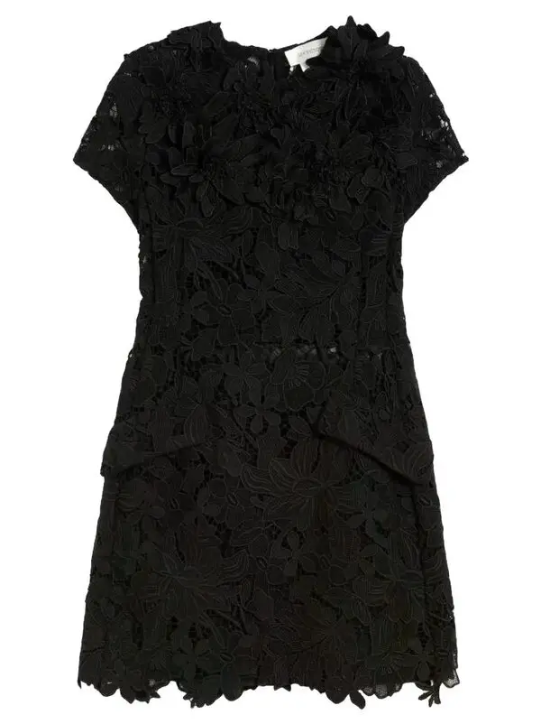 Max Mara Floral-appliqué Lace Dress - Black