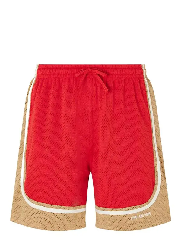 Aimé Leon Dore Logo-embroidered Mesh Drawstring Shorts - Red