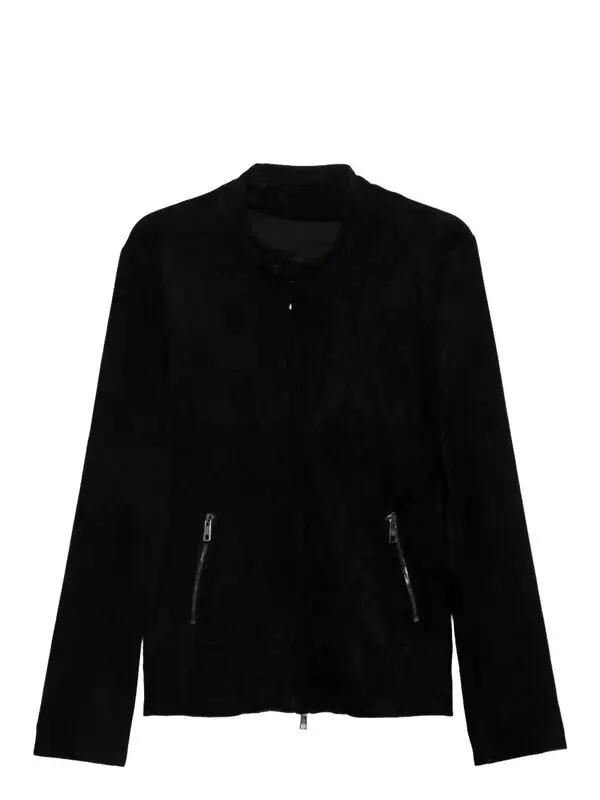 GIORGIO BRATO Zip-up Suede Biker Jacket - Black