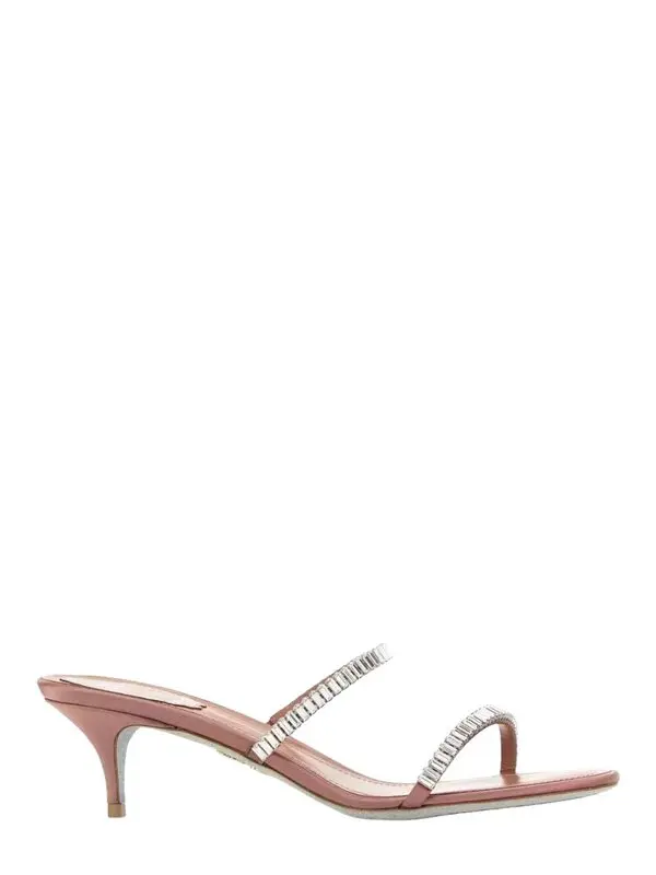 Rene Caovilla Crystal Embellished Mules - Pink