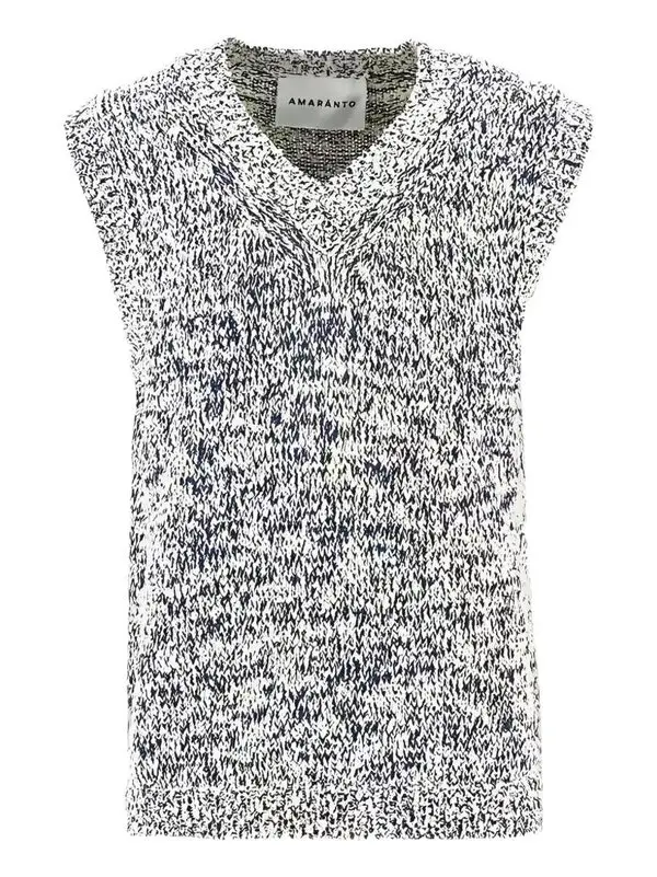 AMARANTO Knitted V-neck Vest - Neutrals