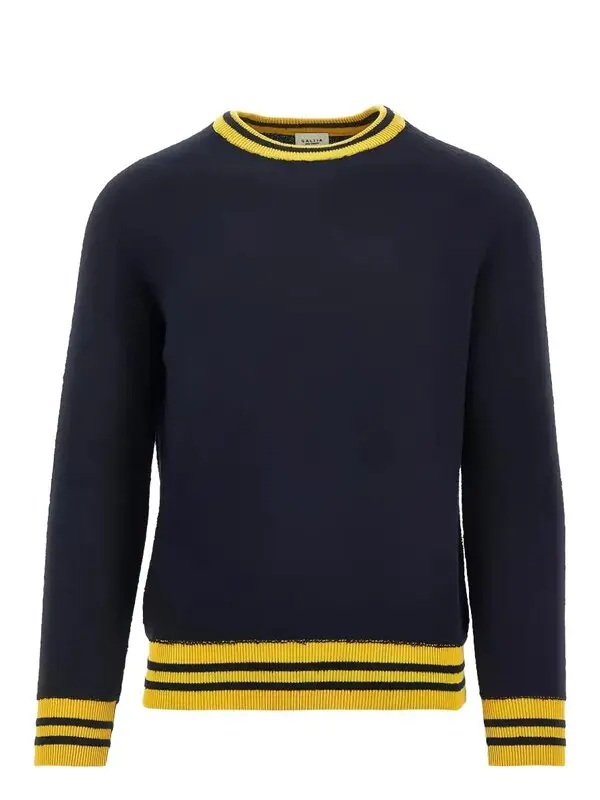 GALLIA Striped-cuffs Jumper - Blue