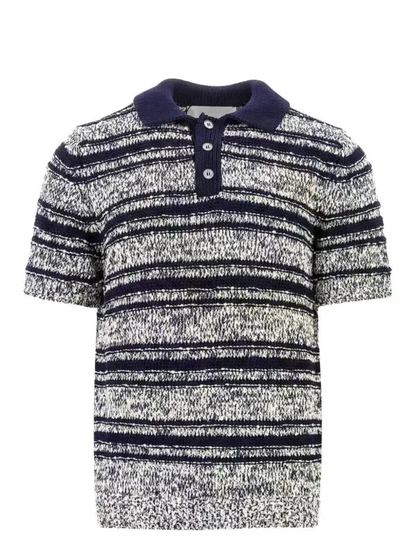 AMARANTO Striped Polo Shirt - Blue