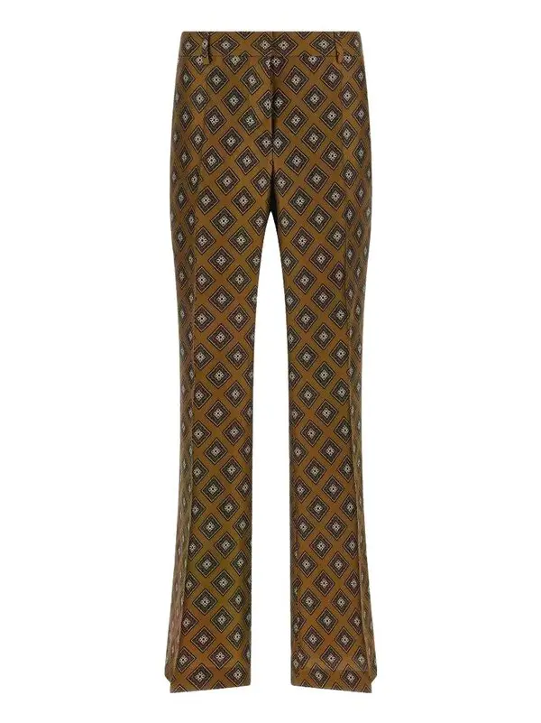 Alberto Biani Printed Flared Trousers - Green