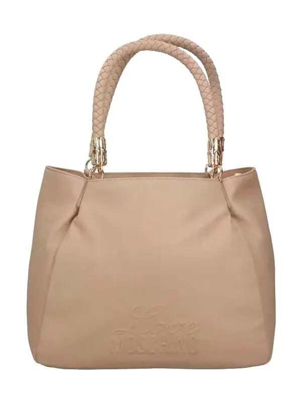 Moschino Logo-detail Handbag With Braided Top Handles - Neutrals