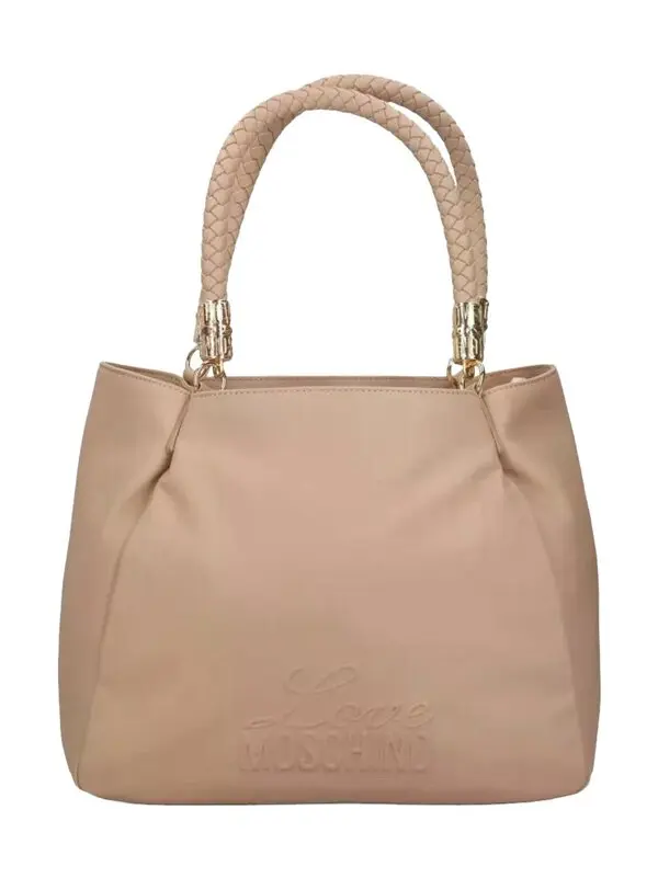 Moschino Logo-detail Handbag With Braided Top Handles - Neutrals