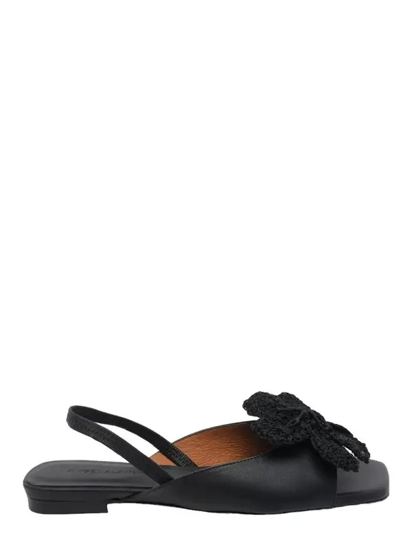 ANGEL ALARCON Flower Square-toe Slingback - Black