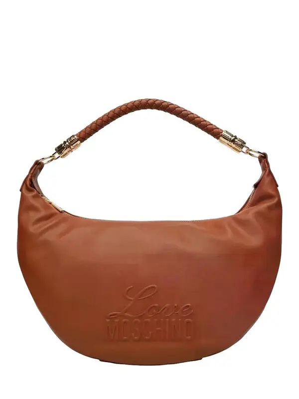 Moschino Logo-detail Braided-handle Tote Bag - Brown