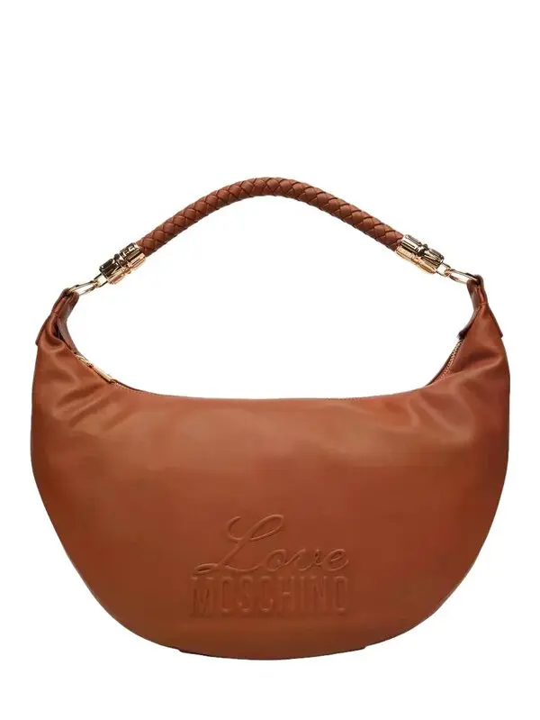 Moschino Logo-detail Braided-handle Tote Bag - Brown