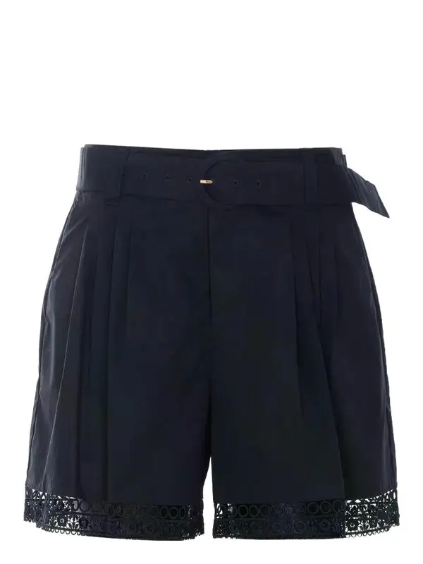 TWINSET Embroidered Belted Shorts - Blue