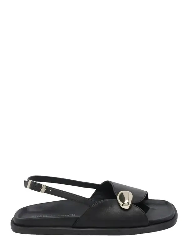ANGEL ALARCON Square-toe Buckle Sandals - Black