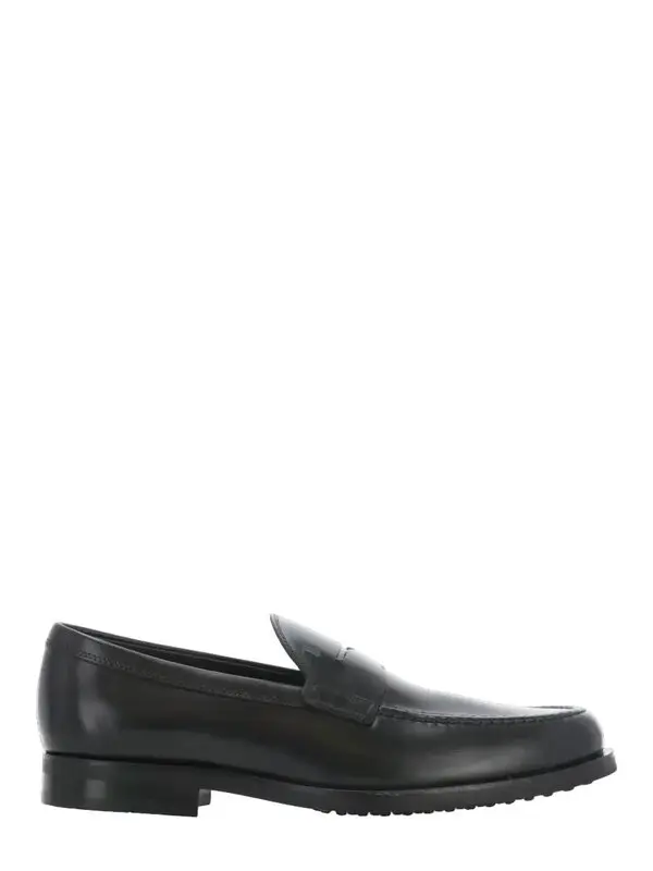 TOD'S Embossed Leather Loafers - Black