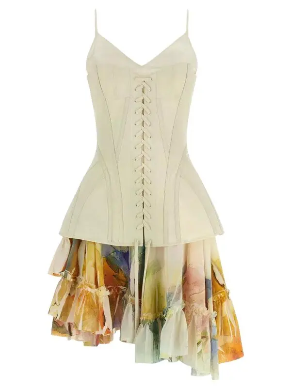Alexander McQueen Asymmetric Corset Dress - White