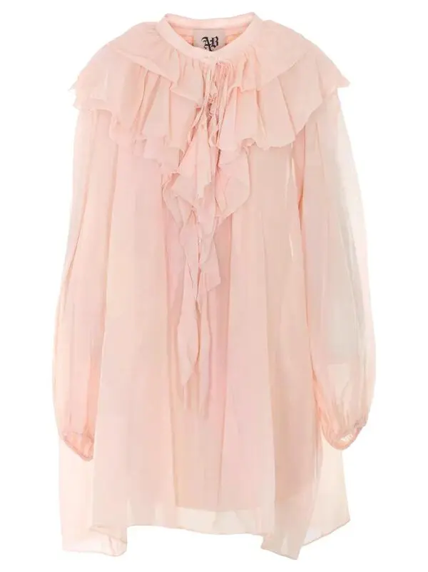 ANIYE BY Carmen Ruffled Tie-neck Mini Dress - Pink
