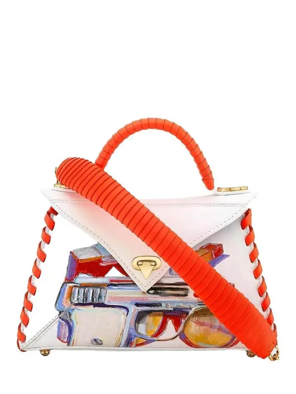 Tyler Ellis X Matt Rogers Hand-painted Leather Handbag - White