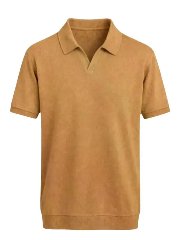 FRANZESE COLLECTION Gossip Ribbed V-neck Polo Shirt - Neutrals