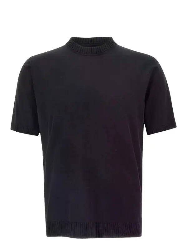 FILIPPO DE LAURENTIIS Ribbed Crewneck Short-sleeve Sweater - Black