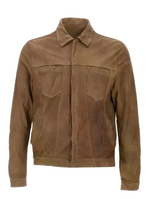 GIORGIO BRATO Crinkled Chest-pocket Jacket - Brown