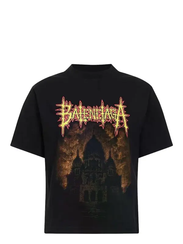 Balenciaga Sacré Cœur Distressed T-shirt - Black