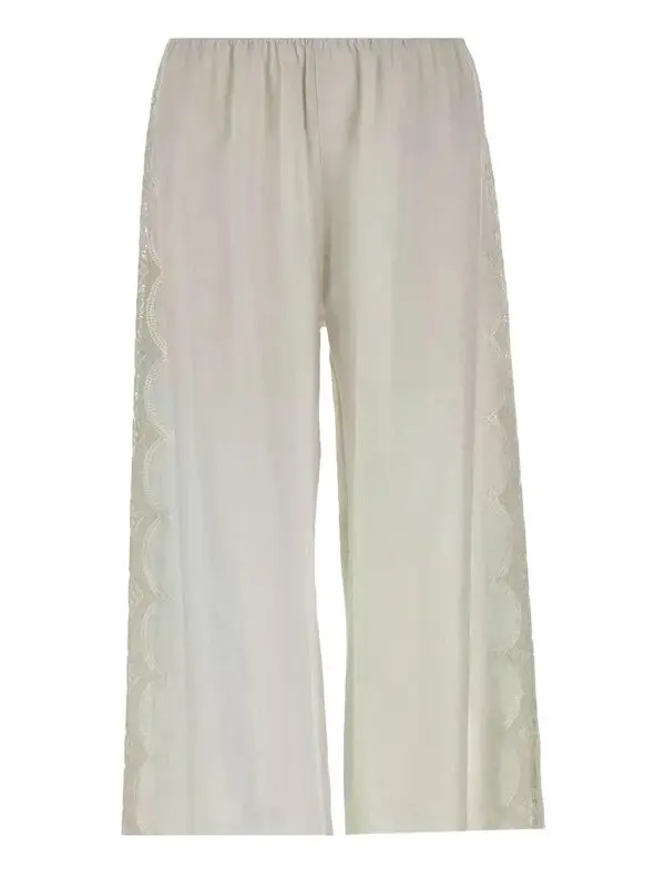 MAURIZIO MYKONOS Lace Embroidered Trousers - Neutrals