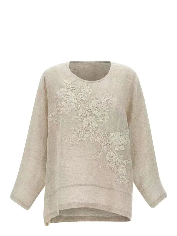 MAURIZIO MYKONOS Lace-embroidered Blouse - Neutrals