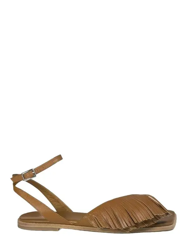 VIC MATIE Fringed Flat Sandals - Brown