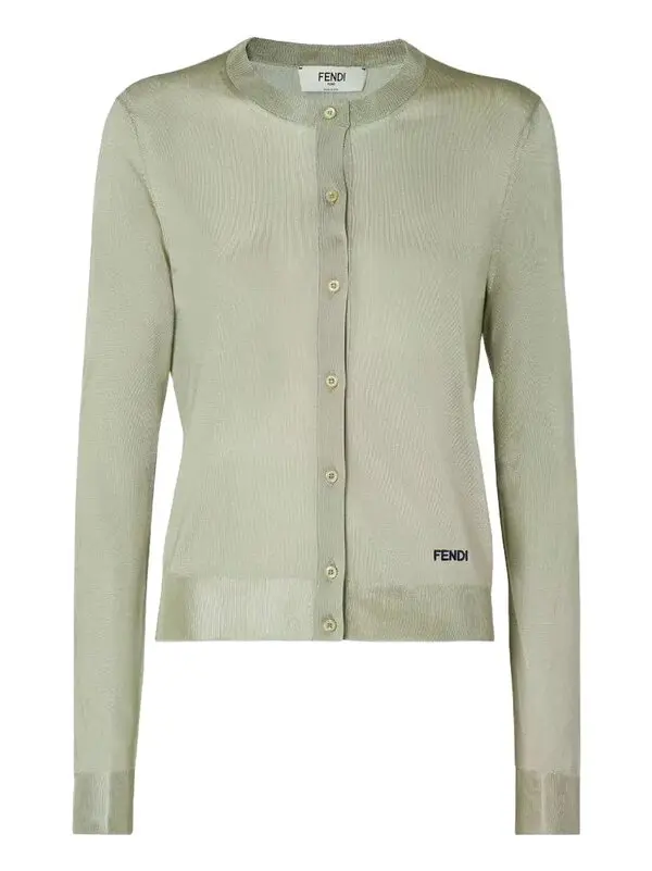 Fendi Logo-embroidered Cardigan - Green