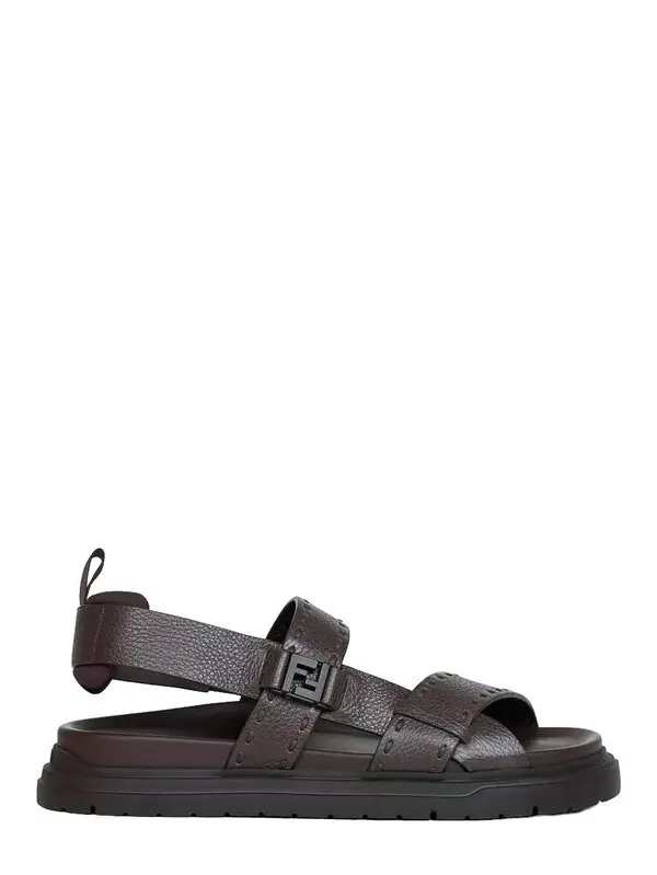 Fendi Logo-detail Leather Sandals - Brown