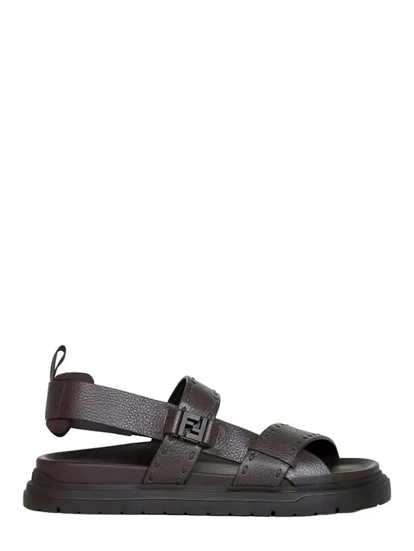 Fendi Logo-detail Leather Sandals - Brown