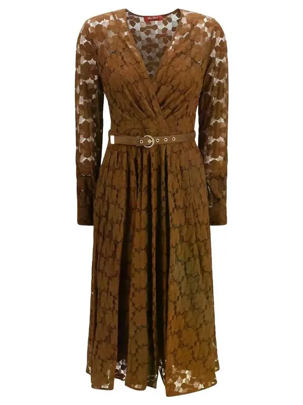 Max Mara Tulle Midi Dress - Brown