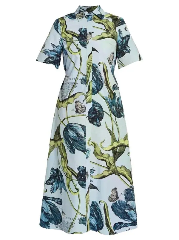 Erdem Tulip-print Midi Dress - Blue