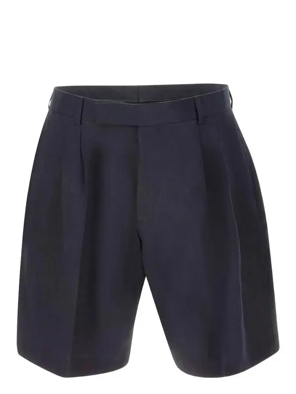 Paul Smith Pleated Linen Shorts - Blue