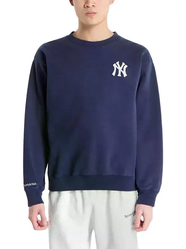 SPORTY & RICH Heritage Yankees Serif Crewneck - Blue