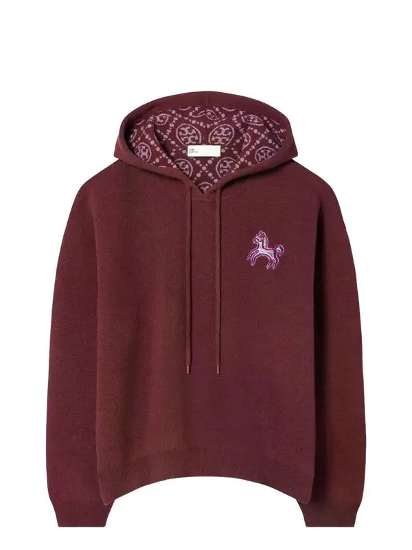 Tory Burch Cropped Pony Hoodie - Red