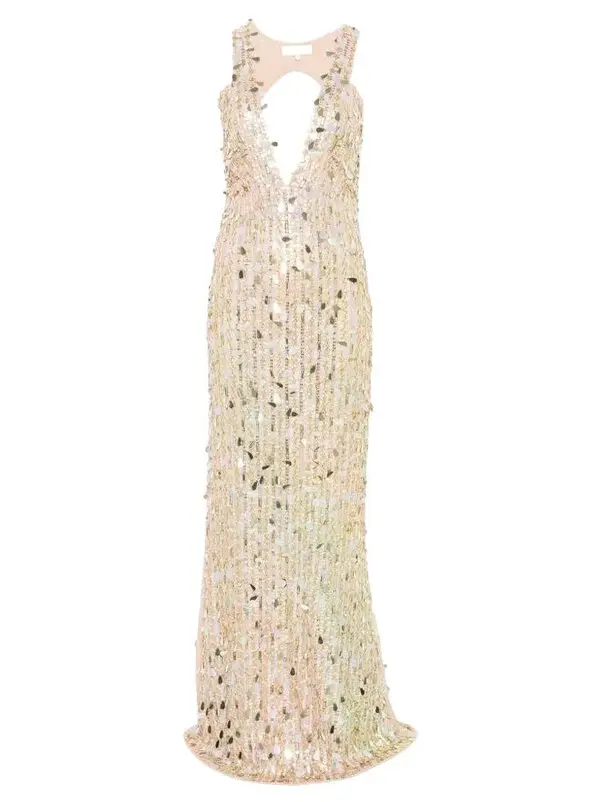 BABYLONE PARIS Sequin-embellished Maxi Dress - Neutrals