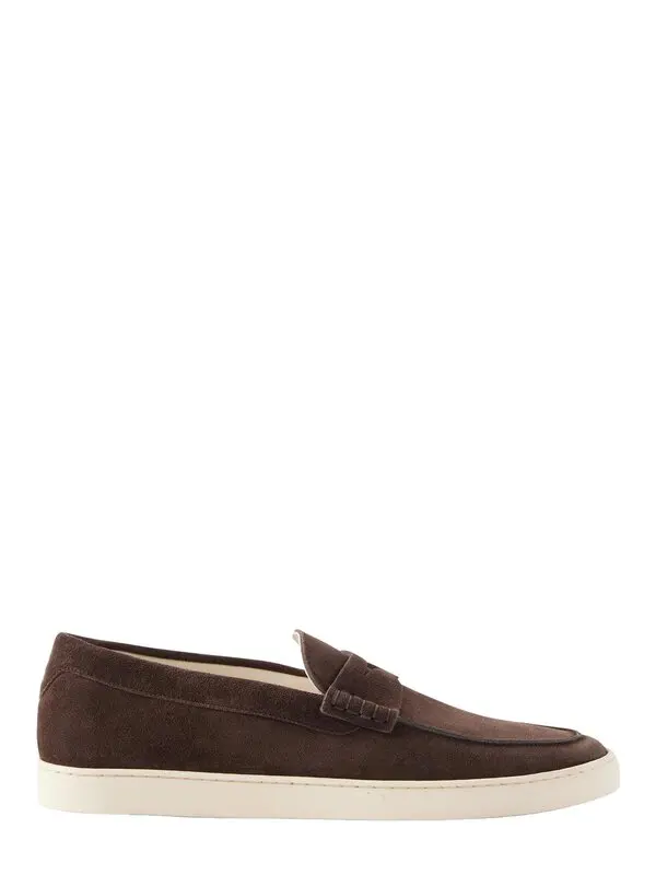 Brunello Cucinelli Suede Penny Loafers - Brown