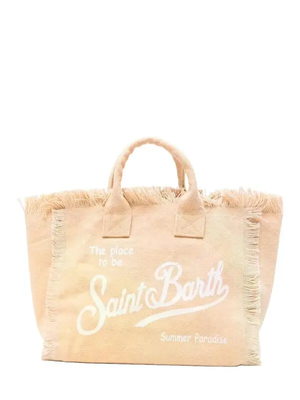 MC2 SAINT BARTH Colette Frayed Logo-print Tote Bag - Neutrals