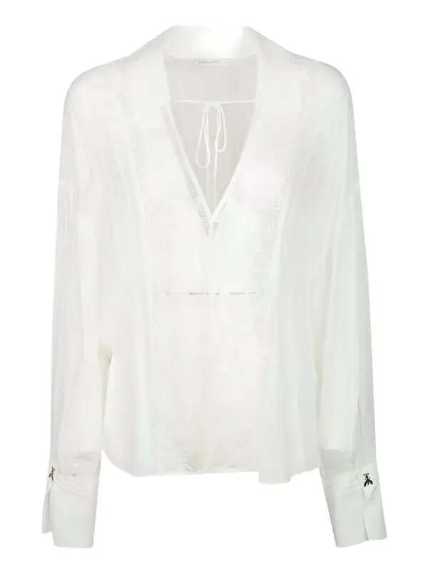 Patrizia Pepe Lace Long-sleeve Blouse - White